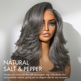 Boss Vibe Salt & Pepper Layered Bob / Body Wave Glueless Pre-Cut Minim