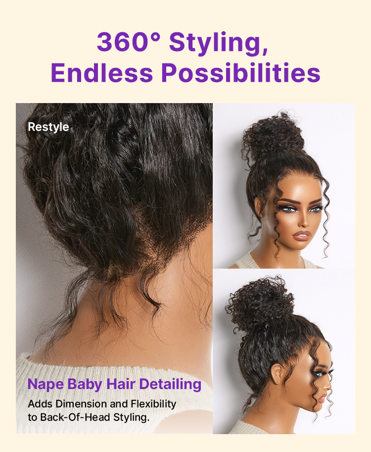 MyOwn-Fit 360 HD Lace Free Parting Water Wave Wig Flexi-Fit Invisi Dra