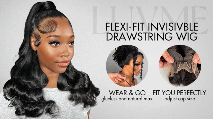 Drawstring Wigs 100% Human Hair And Secure Fit